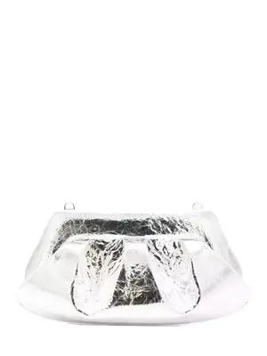THEMOIRE Pleated Metallic-effect Clutch Bag - Silver