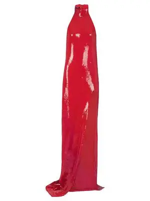BALMAIN Balmain Sequined Halterneck Maxi Dress