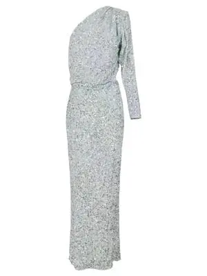 Elisabetta Franchi Sequin-embellished One-shoulder Maxi Dress - Grey
