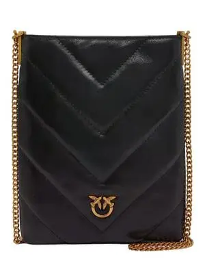 Pinko Quilted Chevron Cross Body Bag - Black