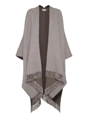 Brunello Cucinelli Cashmere Sparkling Poncho - Brown