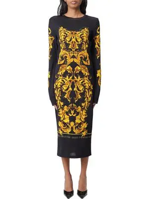 Versace Printed Midi Dress - Black