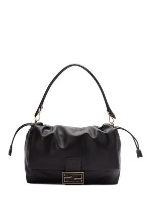 Fendi Fendi Mamma Baguette Leather Shoulder Bag Black