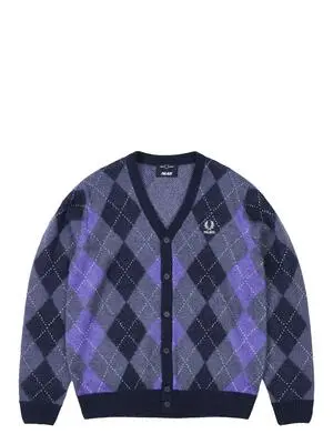 PALACE X Fred Perry Argyle Cardigan - Purple