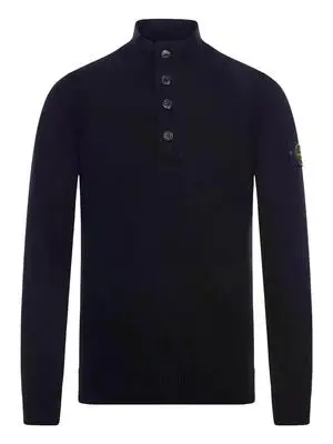 Stone Island Button-fastening High Neck Polo Shirt - Blue