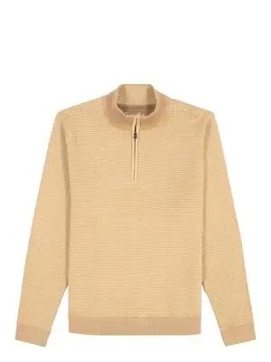 Robert Graham Walton Texture Knit Quarter-Zip Pullover Camel