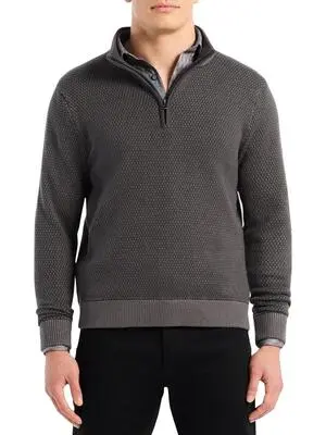 Robert Graham Walton Texture Knit Quarter-zip Pullover - Charcoal