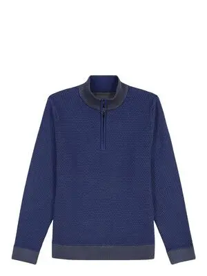 Robert Graham Walton Texture Knit Quarter-Zip Pullover Navy