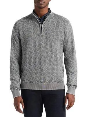 Robert Graham Aubin Jacquard Knit Quarter-zip Sweater - Gray