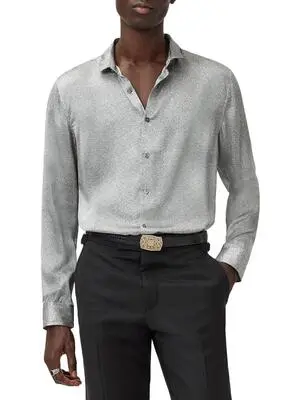 John Varvatos Orchard Silk Button-up Shirt Silver
