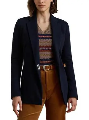 Ralph Lauren Herringbone Jacquard Buckle Blazer - Lauren Navy