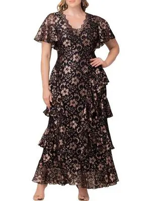 KIYONNA Mon Ange Tiered Lace Gown - Rose Gold