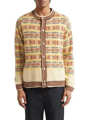 BODE Marzipan Fair Isle Wool Cardigan - Beige Multi