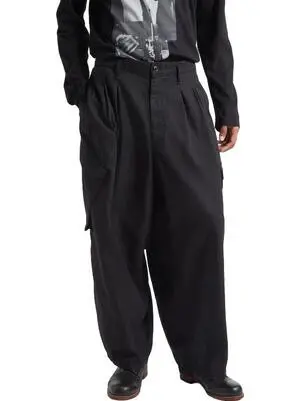 YOHJI YAMAMOTO 12-Tuck Cotton Herringbone Cargo Pants