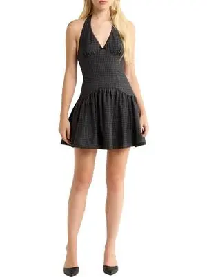 NIA Ollie Sleeveless Halter Mini Dress - Black