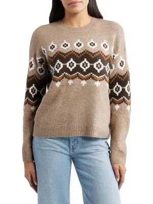 Vince Camuto Fair Isle Crewneck Sweater - Taupe