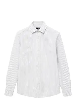 Mango Stripe Cotton Button-up Oxford Shirt - Grey