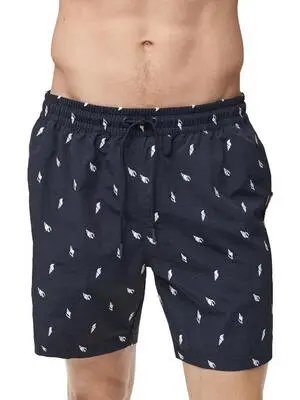 Mango Shell Embroidered Swim Trunks - Navy