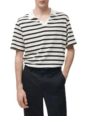 MANGO Stripe Slub Polo