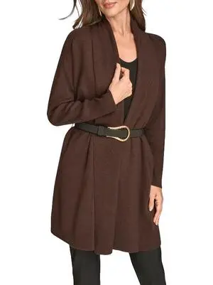 Donna Karan New York Belted Longline Cardigan - Chocolate