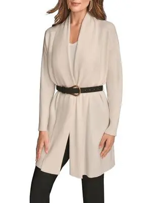 Donna Karan New York Belted Longline Cardigan - Cream
