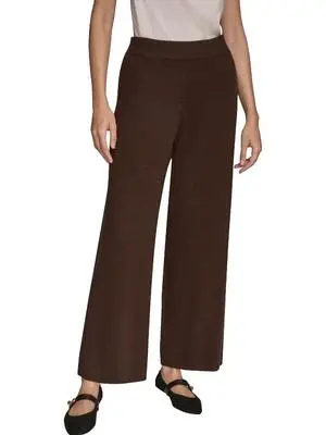 Donna Karan New York Pull-on Wide Leg Sweater Pants - Chocolate