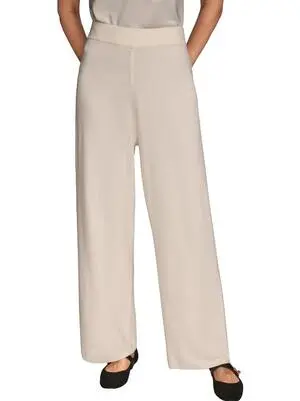Donna Karan New York Pull-on Wide Leg Sweater Pants - Cream