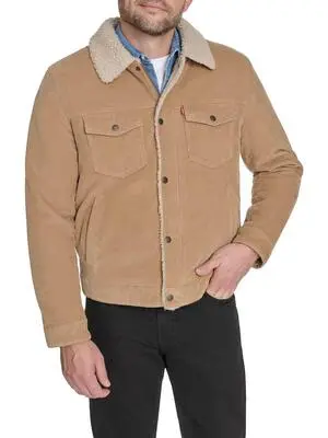LEVI'S Corduroy Depot Jacket With Faux Shearling Lining - Tan