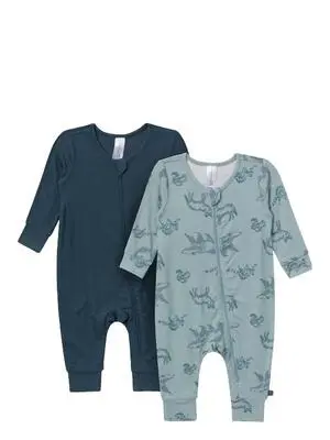 MODERN MOMENTS™ BY GERBER 2-pack Long Sleeve Footless Rompers - Blue