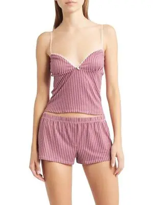 BELLA VENICE Gigi Stripe Lace Trim Crop Camisole