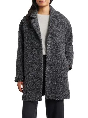 Eileen Fisher Alpaca And Wool Blend Faux Shearling Coat - Charcoal Ash