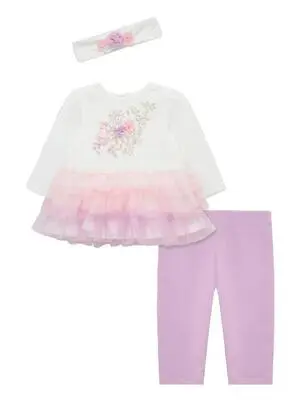 LITTLE ME Floral Tiered Tulle Top Set - Lilac
