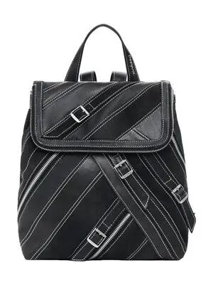 Desigual Belted Zip Faux Leather Backpack - Black