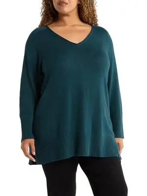 Eileen Fisher V-neck Cotton-blend Sweater - Alpine