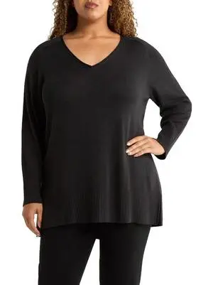 Eileen Fisher V-neck Cotton-blend Sweater - Black