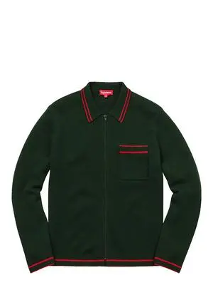 Supreme Zip Up Polo Sweater - Dark Green