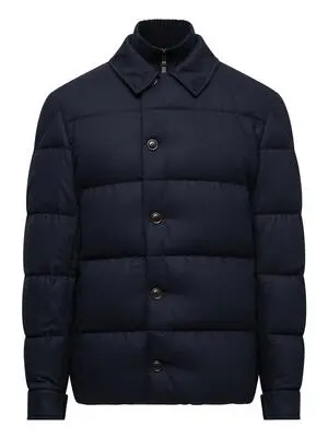 Moncler Cashmere Blend Down Shirt Jacket - Blue