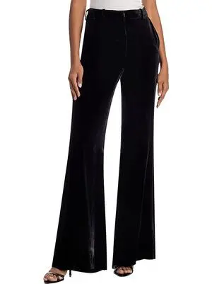L'Agence Pilar Velvet Wide Leg Pants - Black