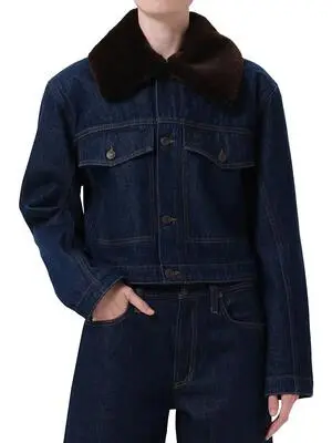 AGOLDE Walker Faux Fur Collar Denim Jacket - Rinse