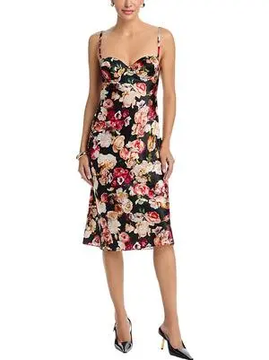 L'Agence Solay Silk Slip Dress - Multi Cluster Floral
