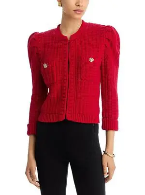 L'Agence Delli 3/4 Sleeve Crop Cardigan - Engine Red