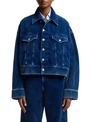 7 For All Mankind Oli Oversized Fit Cropped Corduroy Trucker Jacket - Oxnard