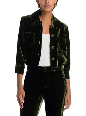 L'Agence Jia Velvet Jacket Deep Olive