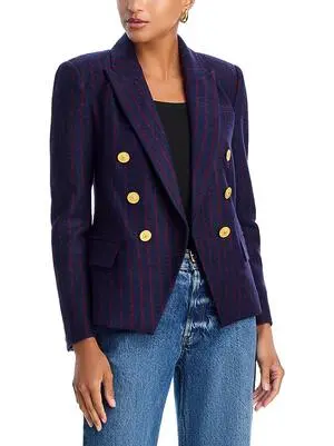 L'Agence Kenzie Double Breasted Blazer - Midnight/red Pinstripe