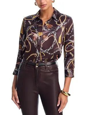 L'Agence Dani Silk Blouse Coffee Bean Multi