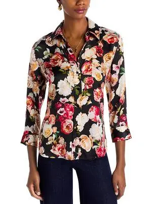 L'Agence Dani Silk Blouse Multi Cluster Floral