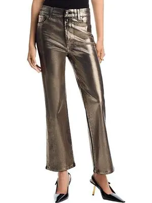 FRAME The Reboot High-rise Crop Metallic Coated Jeans - Champagne