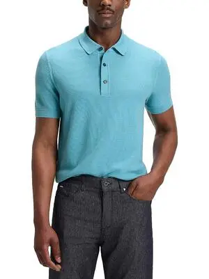 BOSS Iannoti Knit Polo Shirt - Light Pastel Blue