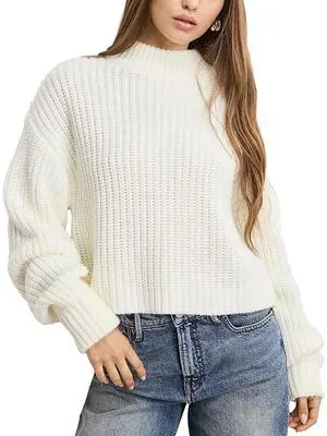 Good American Chunky Knit Mock Neck Sweater - Ivory