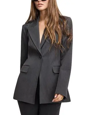 Good American Essential Suiting Sculpted Blazer - Dark Heather Gray